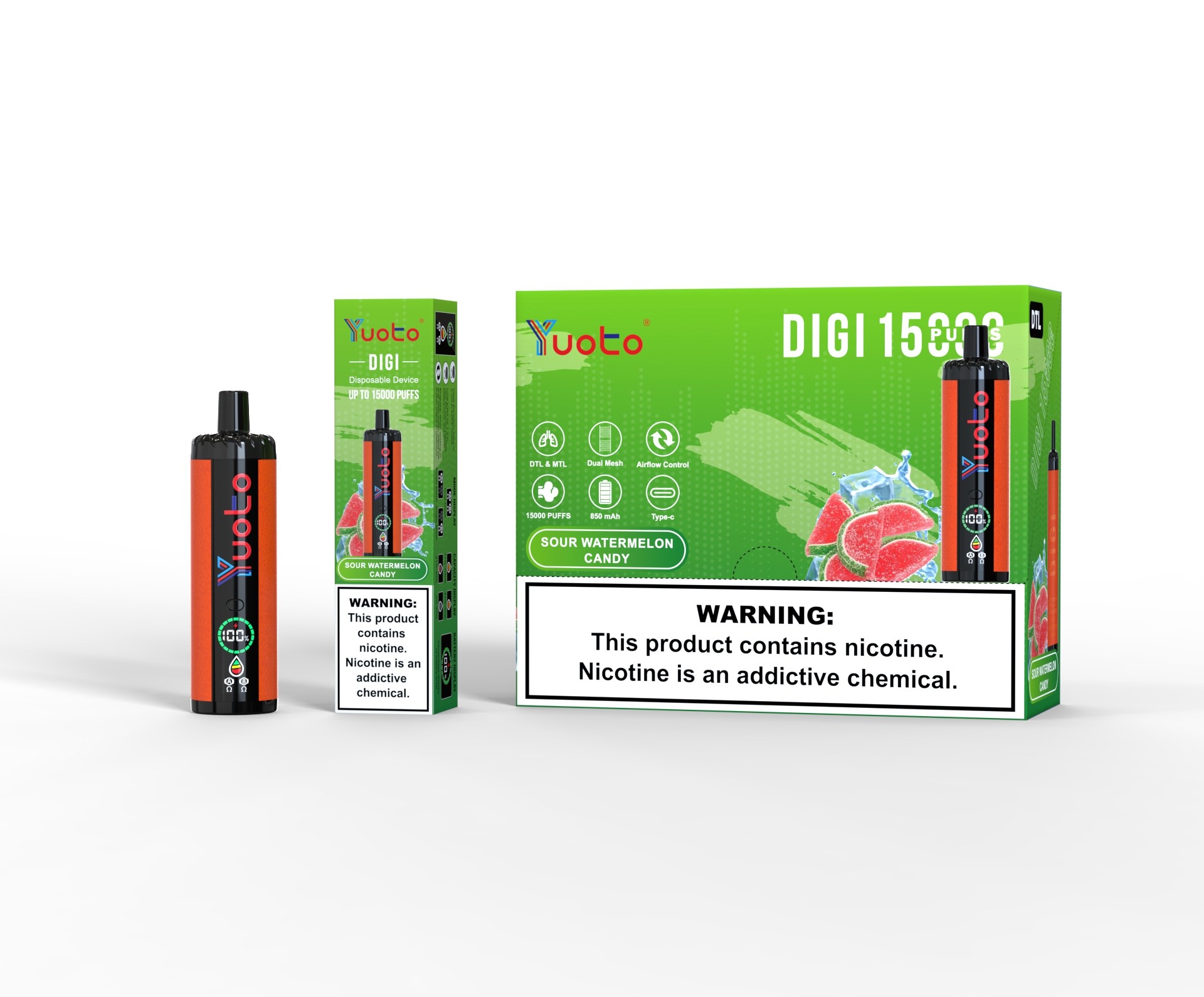 Yuoto DIGI 15000 Puffs Double Mesh Coil Lasting Disposable Vape